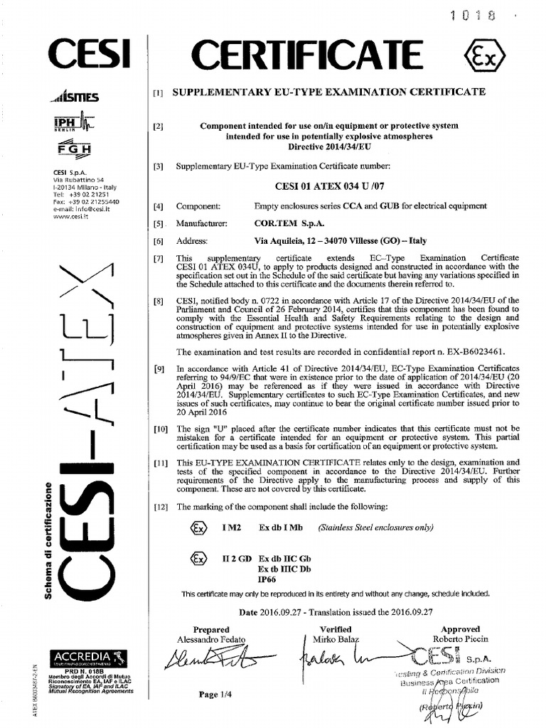Cesi 01 Atex 034 U Ing | PDF
