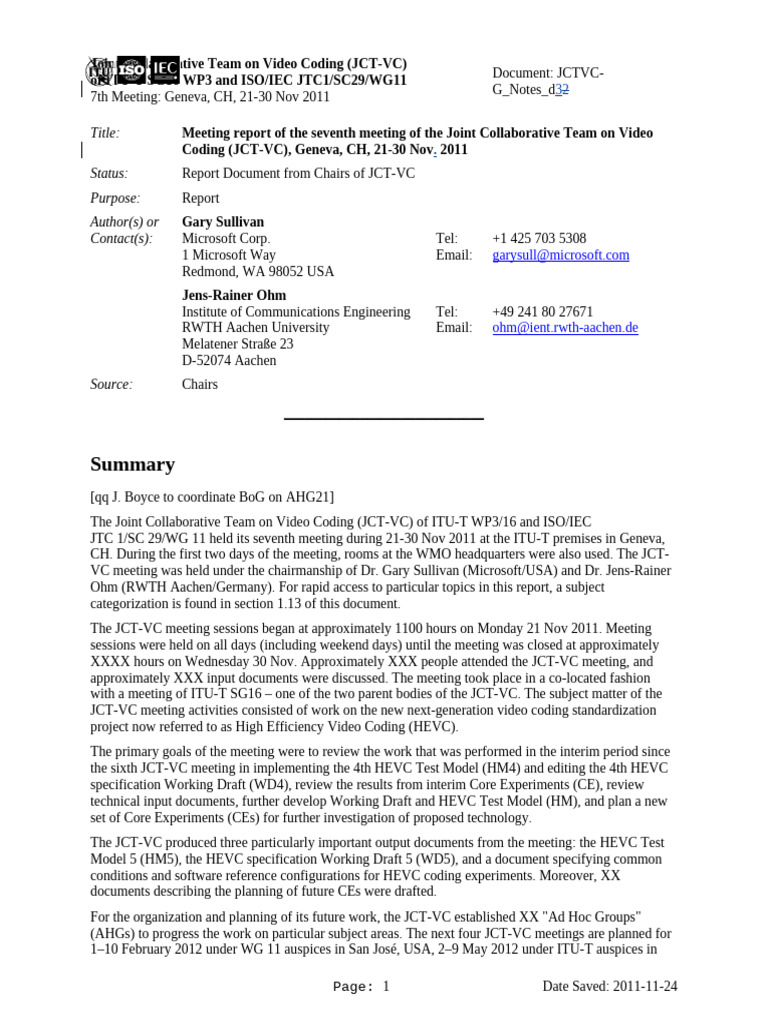 JCTVC-G Notes d3 | PDF
