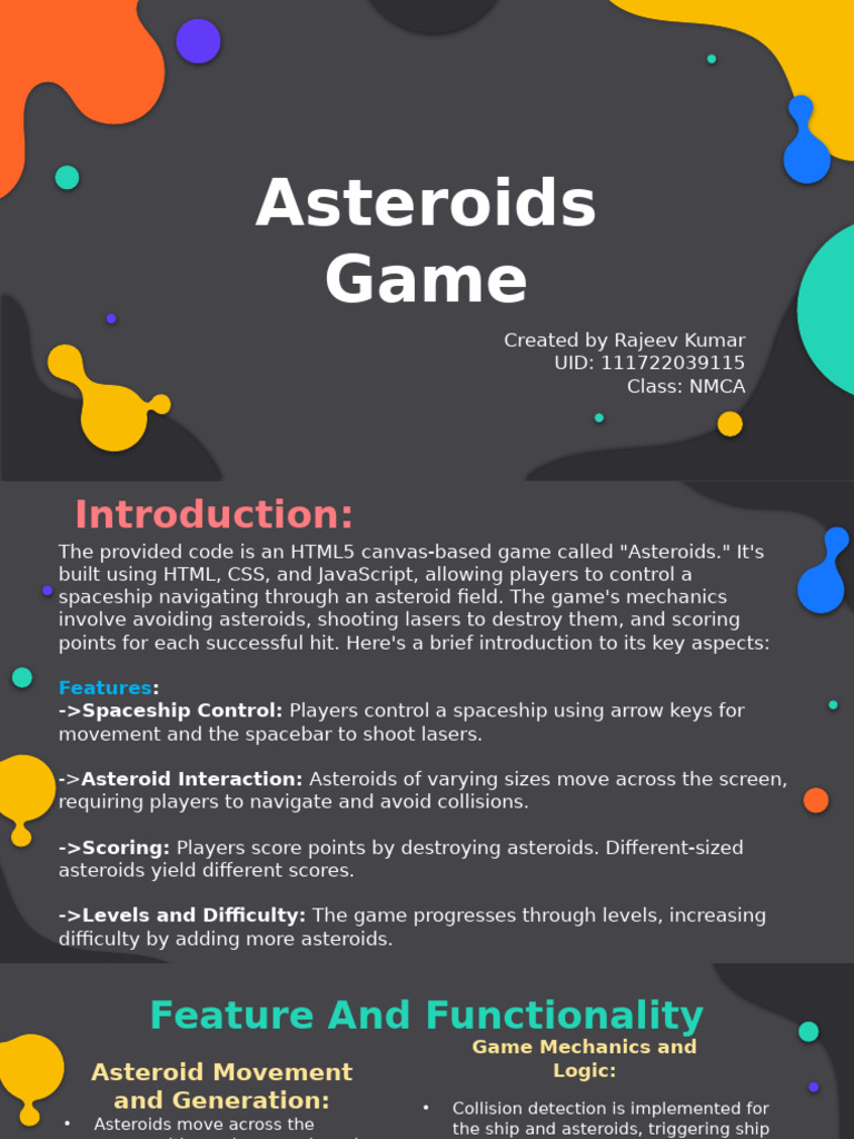 HTML5 Asteroids Game Overview | PDF | Html5 | World Wide Web