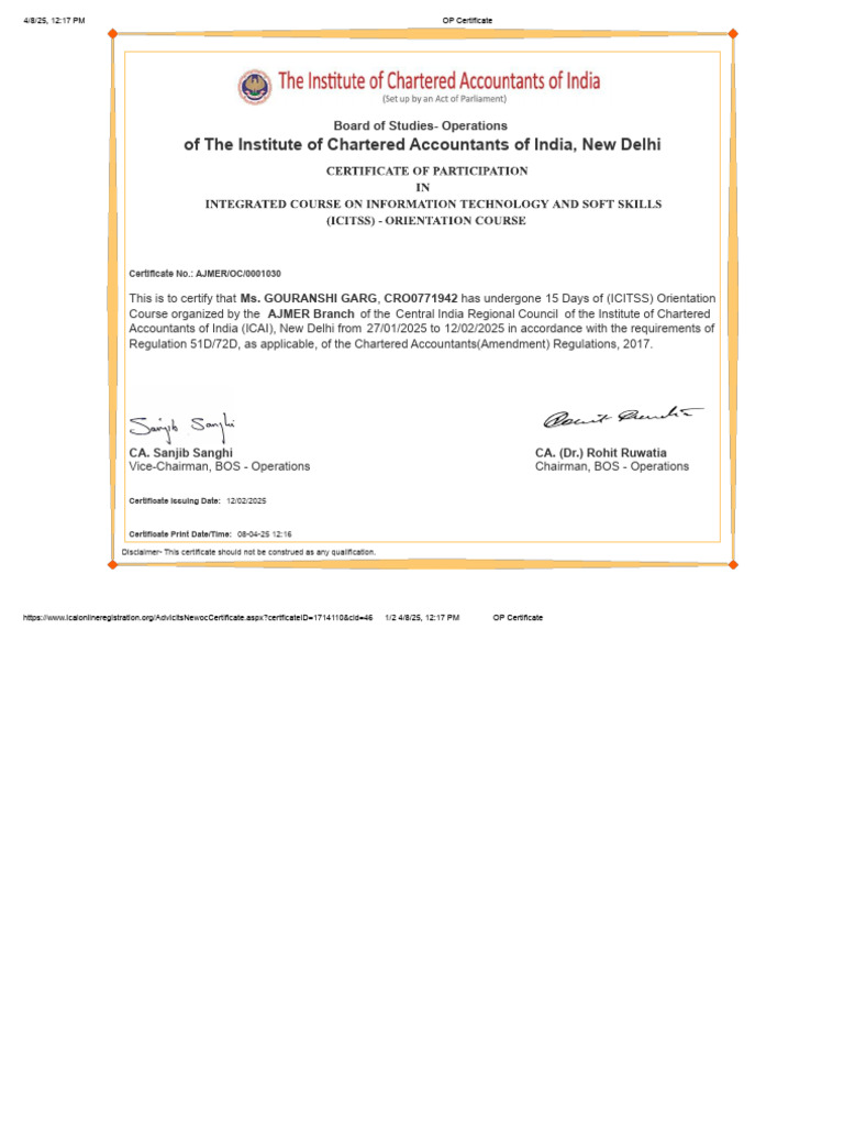 Oc Certificate PDF | PDF