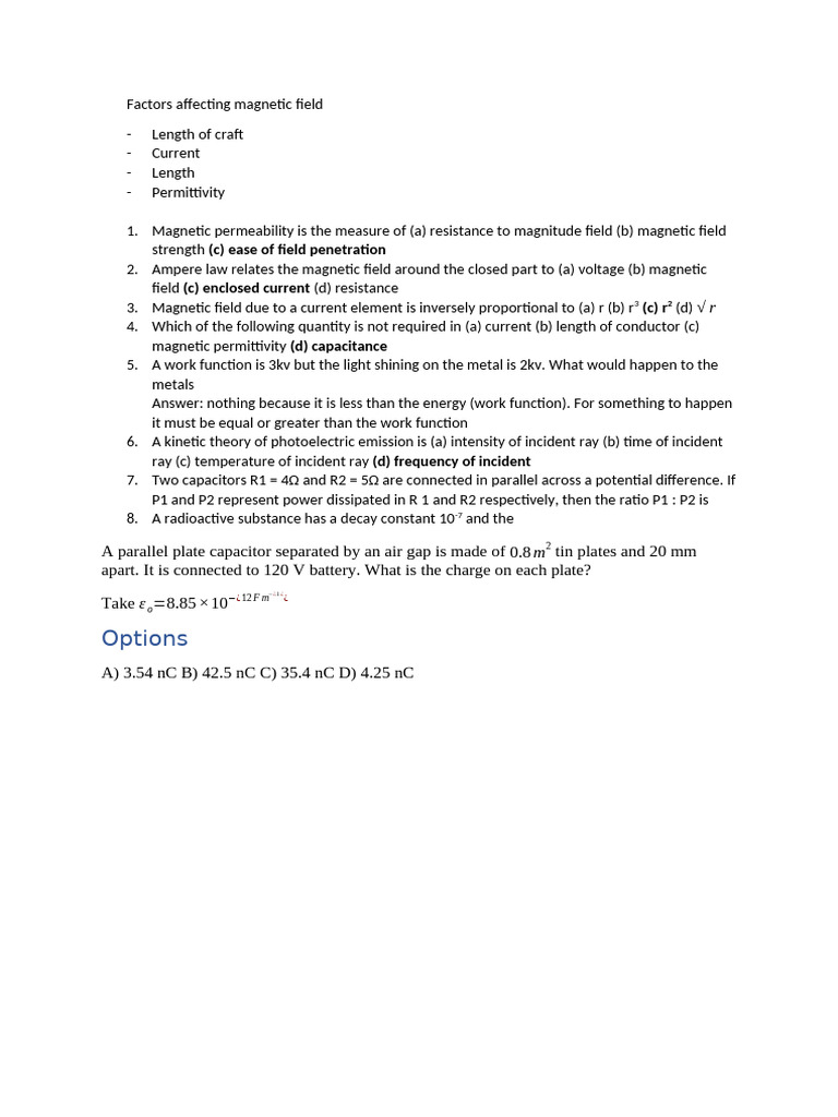 Factors Affecting Magnetic Field | PDF