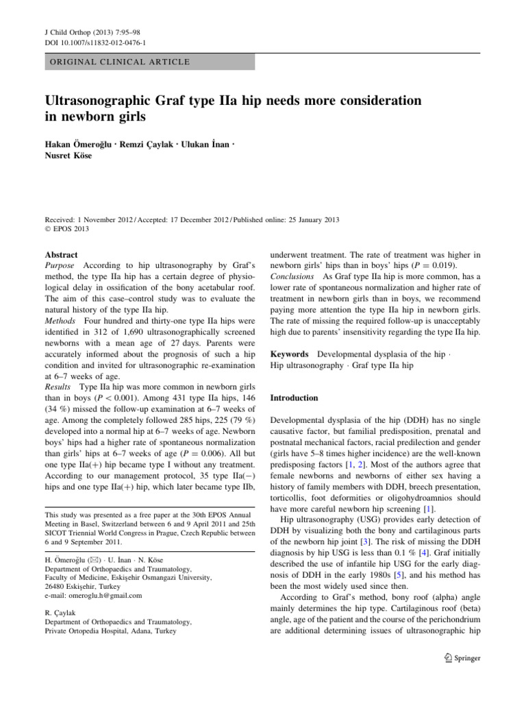 Ultrasonographic Graf Type IIa Hip Needs More Consideration in Newborn ...