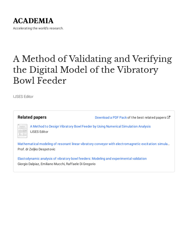 A Method of Validating and Verifying The Digital Model of TH VBHS-2020 | PDF | Lagrangian ...