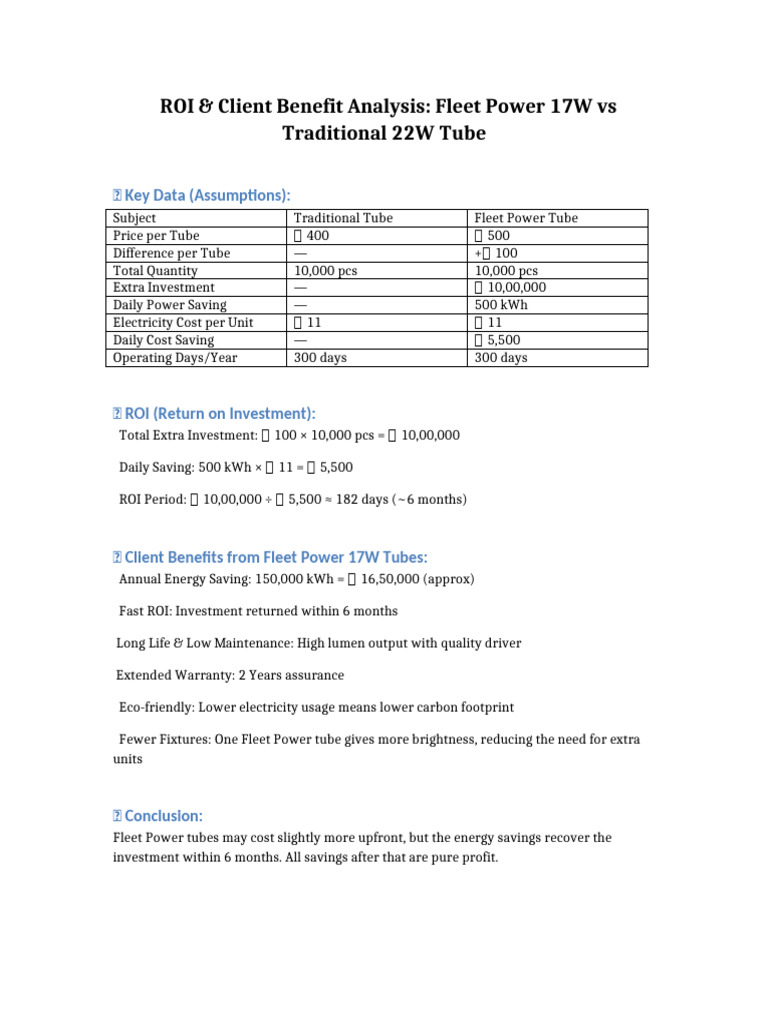 Fleet Power ROI Vs Traditional | PDF
