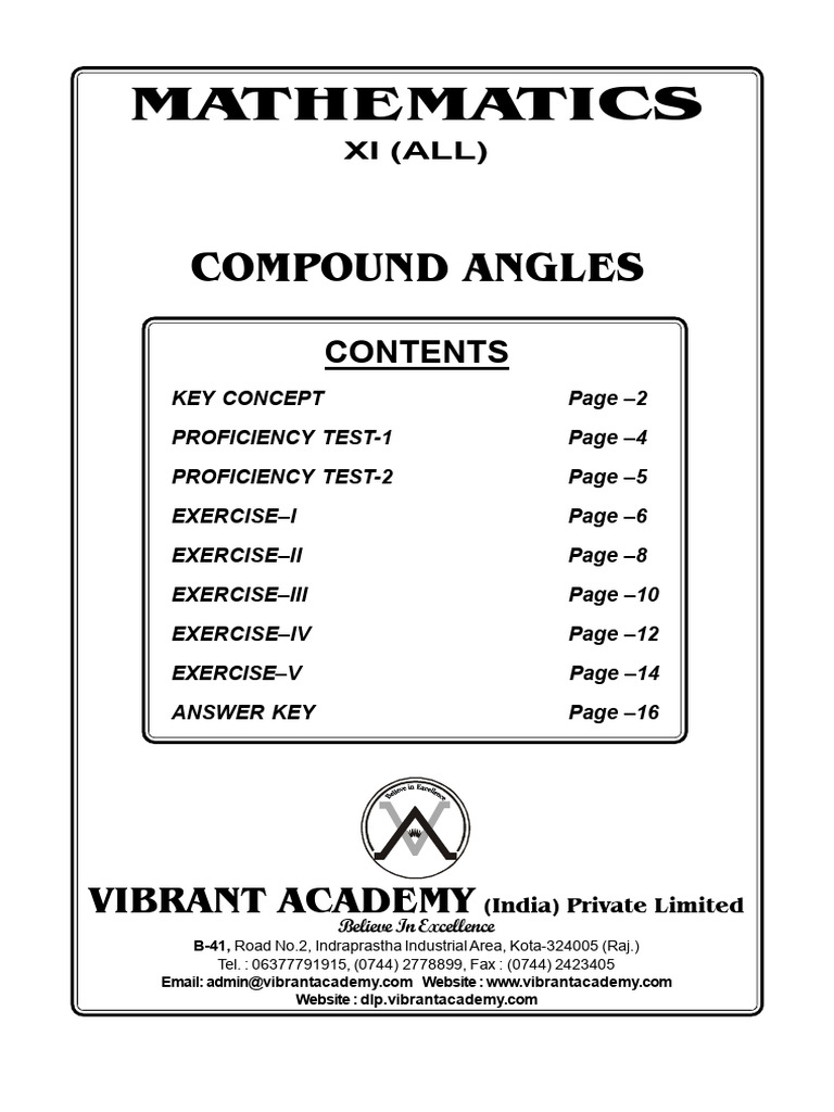Compound Angle (All Print) | PDF | Trigonometric Functions | Mathematical Objects