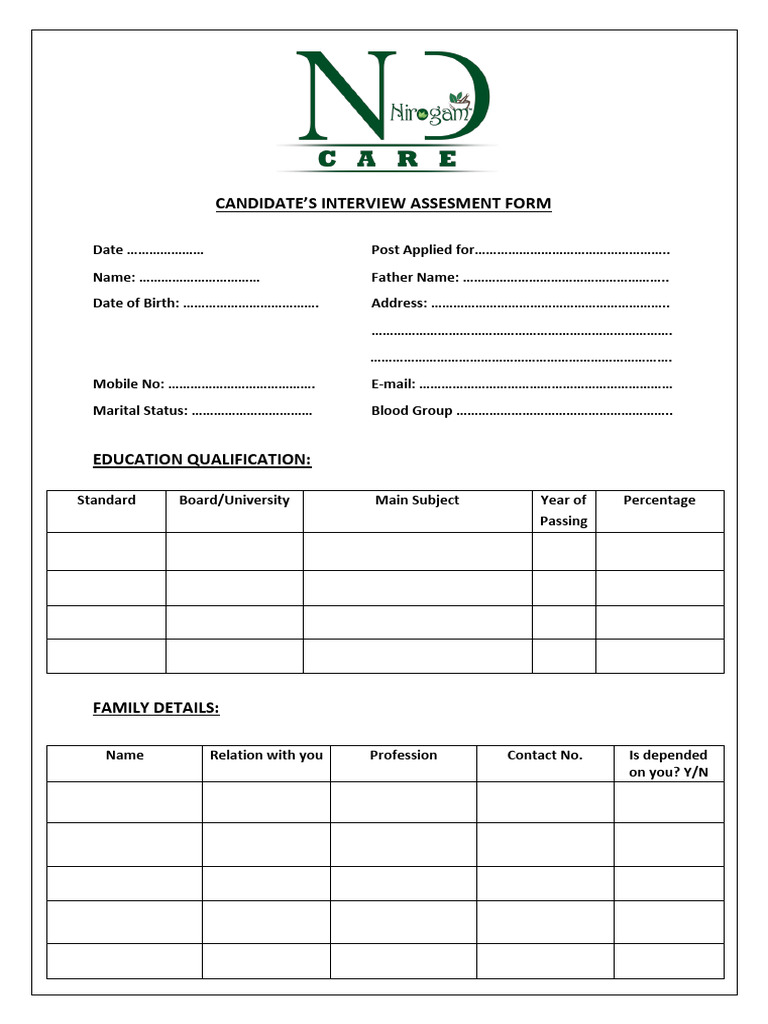 Candidate Interview Assessment Form | PDF