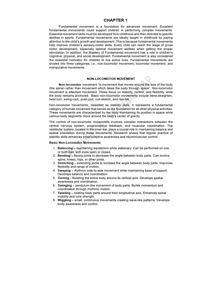 Pathfit 1 Non Locomotor & Locomotor | PDF | Musculoskeletal System