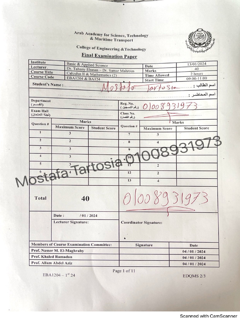 Calc2 Final 2024 | PDF