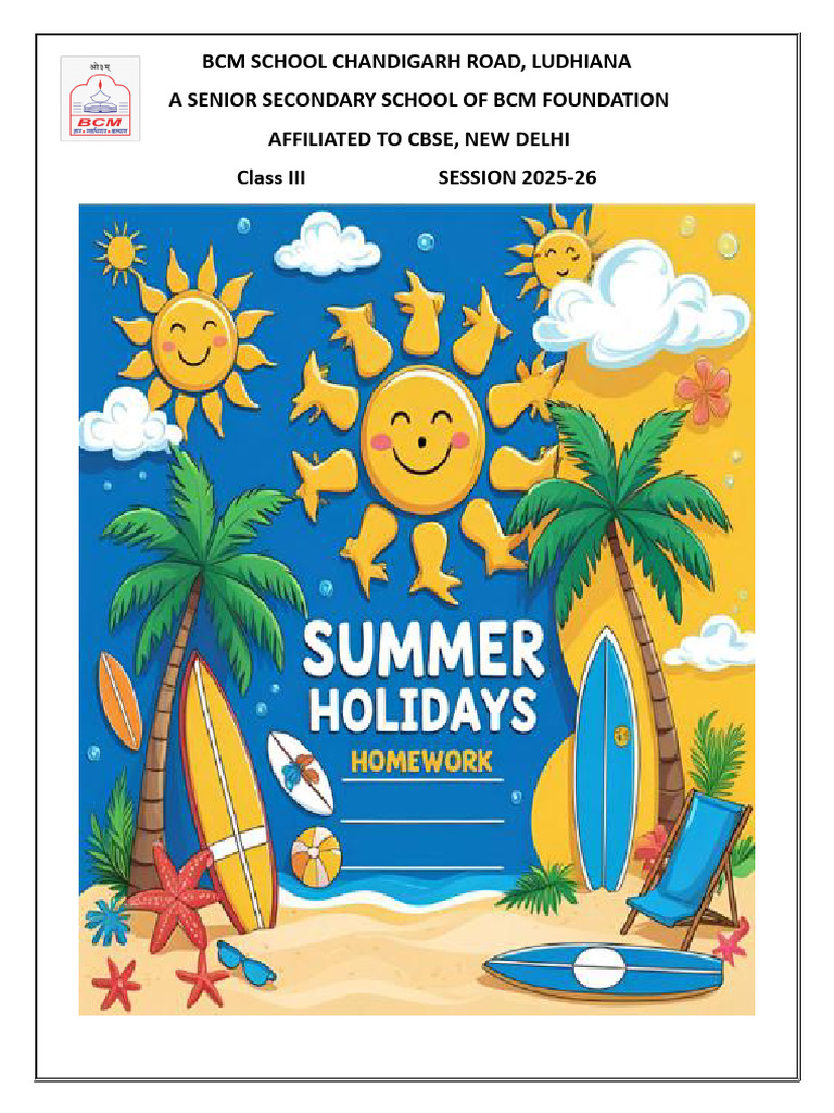 Holidays Homework - Class III | PDF | Birds | Homework