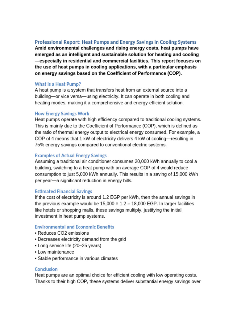 Heat Pump - Energy Saving Report | PDF