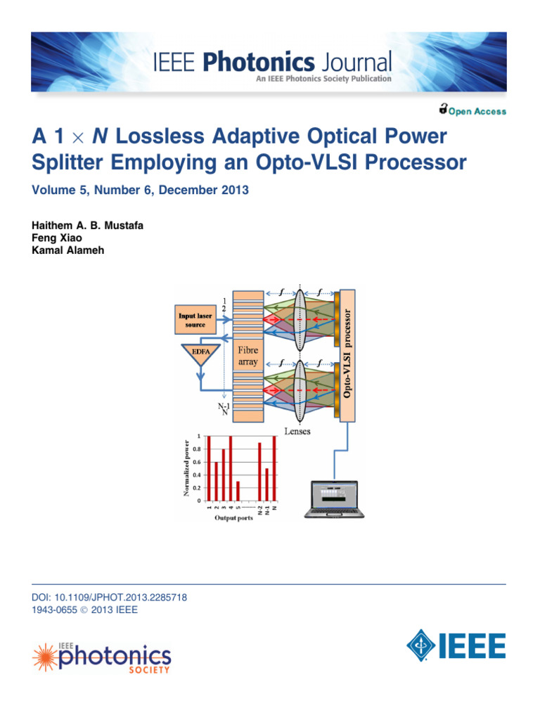 A 1 Times N Lossless Adaptive Optical Power Splitter Employing An Opto-VLSI Processor | PDF ...