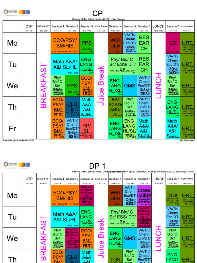 DPCP Timetable 2025 | PDF