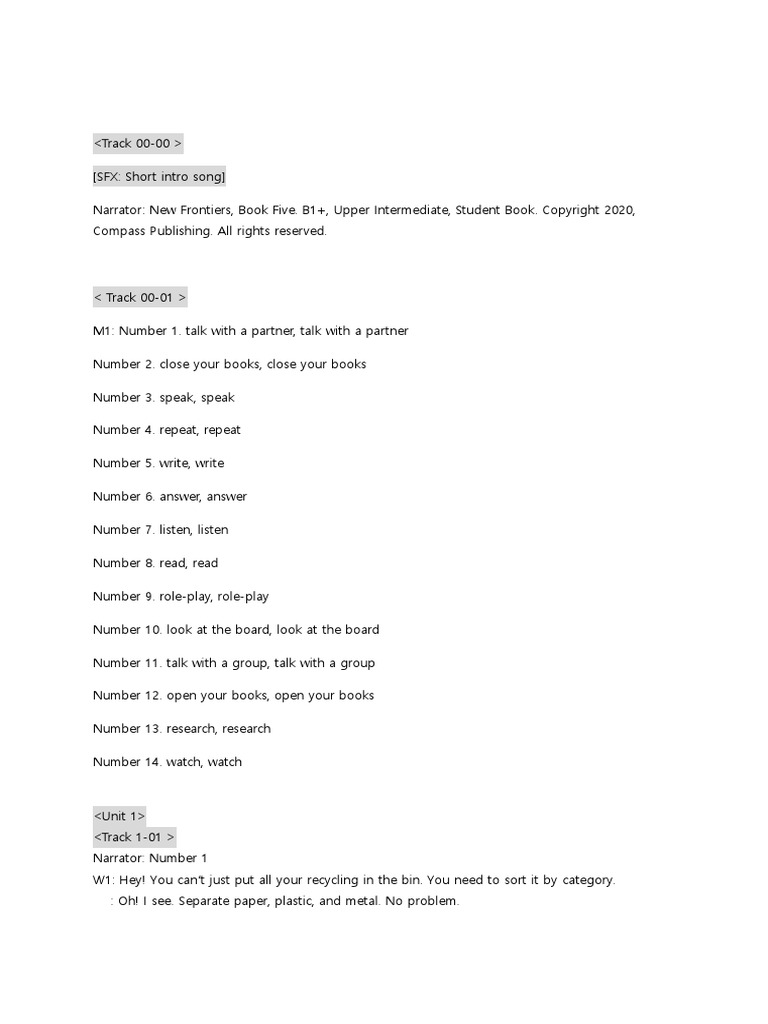 New Frontiers 5 Student Book Transcript | PDF | Rock And Roll