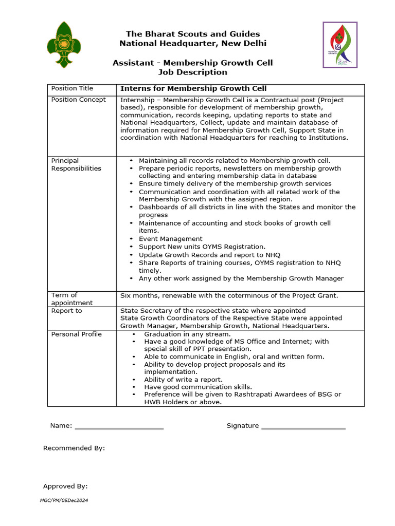 Job Descriptions of Intern - State MGC | PDF | Computing | Information ...