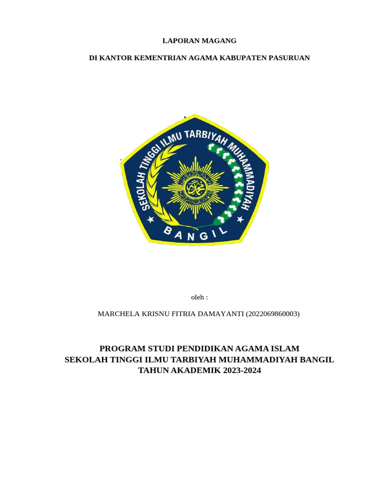 Laporan Magang Kemenag Tahun 2024 Marchela | PDF