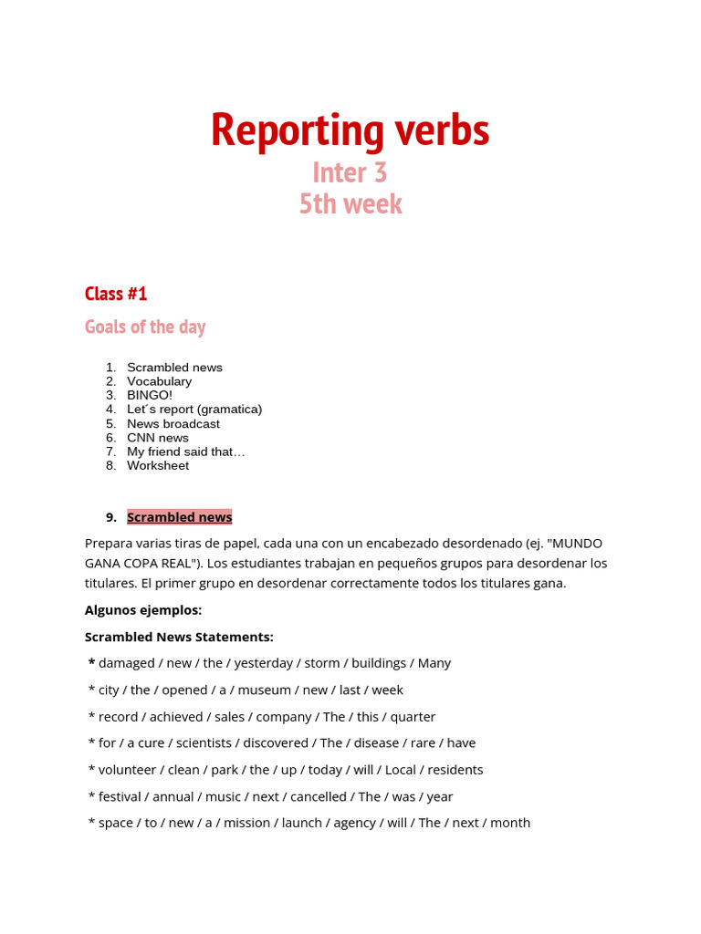 Reporting Verbs in News Contexts | PDF | Verb | Linguistic Morphology