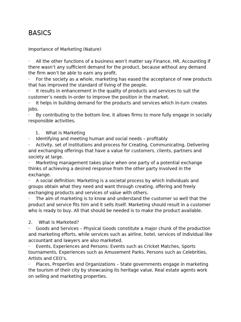 Marketing Management Notes - BMS (CBCS) 2017 | PDF | Marketing | Market ...