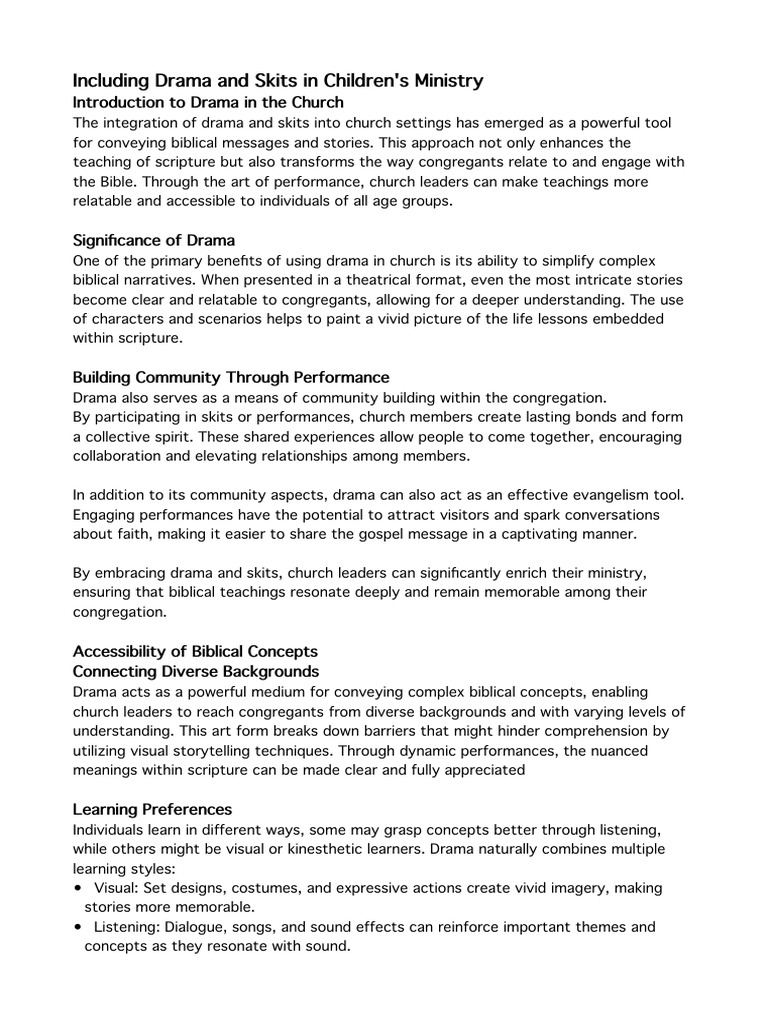 Including Drama and Skits in | PDF | Bible | Communication