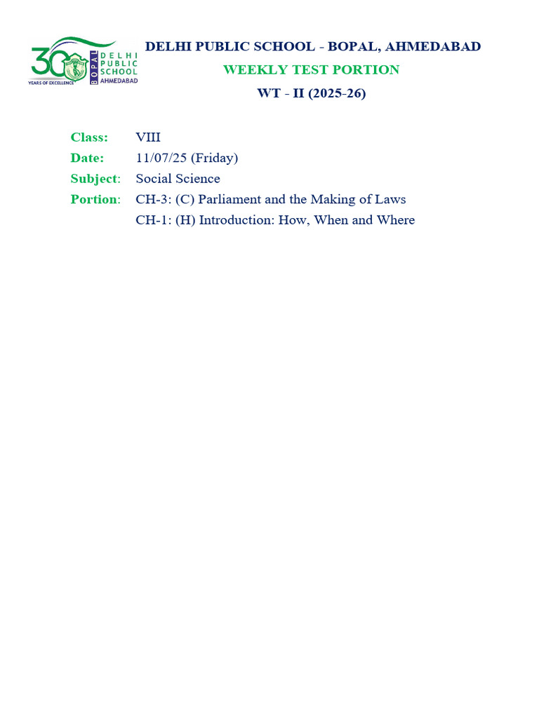 Weekly Test Portion | PDF