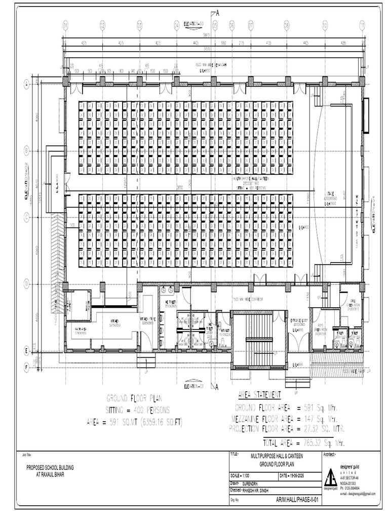 Revised Drawing Multipurpose Hall With Preliminary Estimate | PDF | Technical Drawing