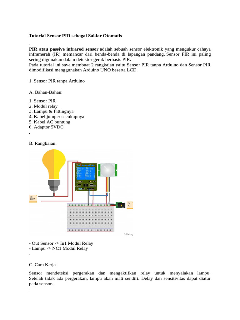 Tutorial Sensor PIR untuk Saklar Otomatis | PDF
