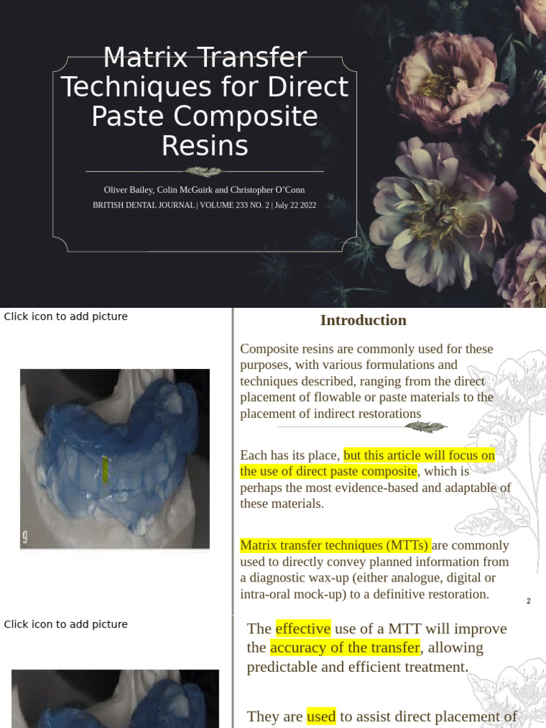 Matix Transfer Techniques For Direct Paste Composite Resins | PDF ...