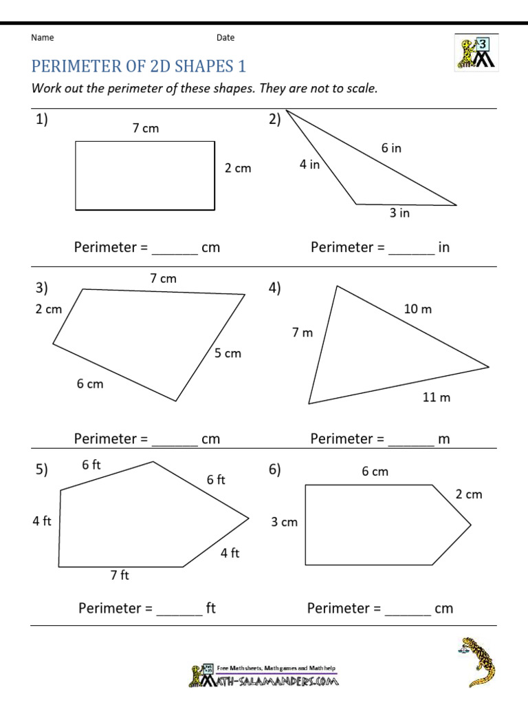 Perimeter of 2d Shapes 1 | PDF
