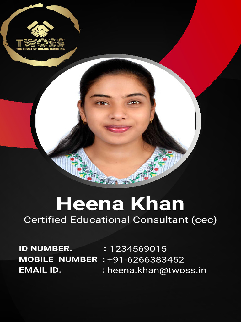 TWOSS ID CARDS - Heena Khan | PDF