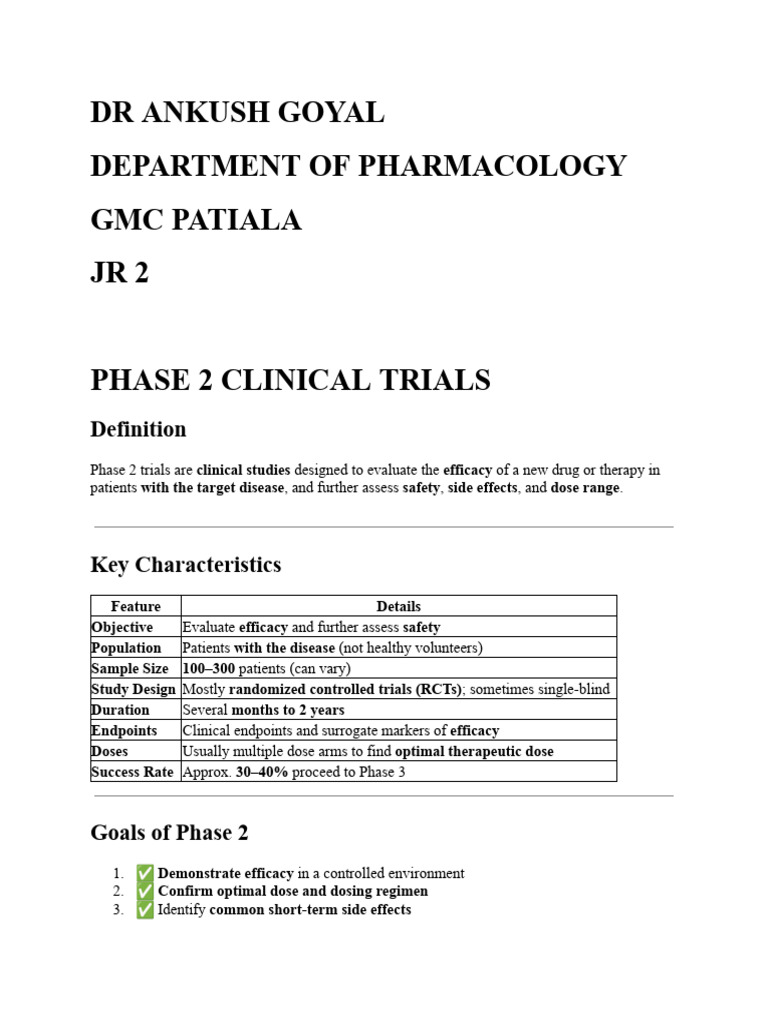 Phase 2 Clinical Trials | PDF | Phases Of Clinical Research | Clinical ...