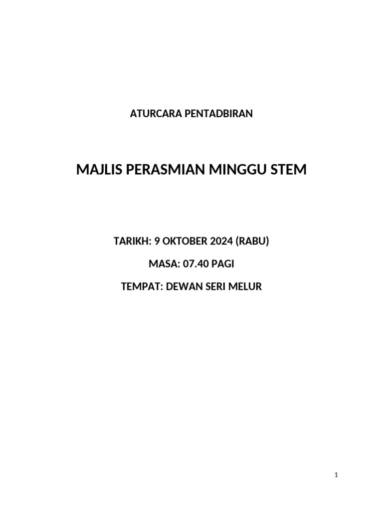Gimik Perasmian Minggu STEM 2024 | PDF