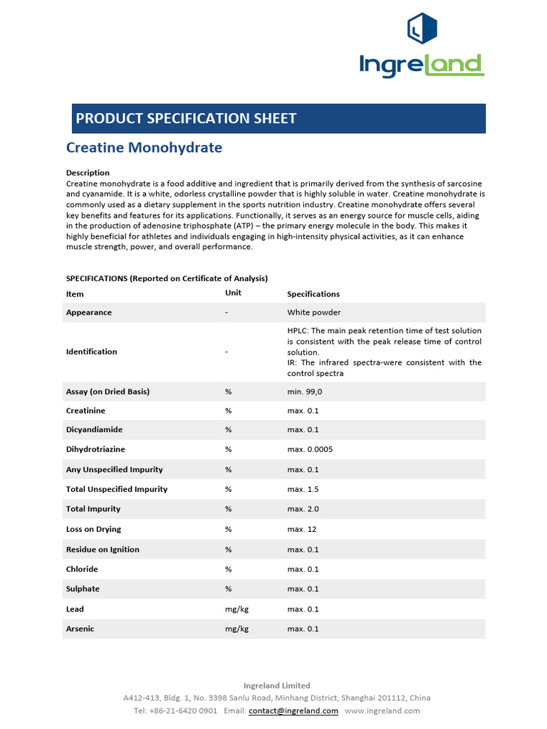 TDS Creatine-Monohydrate | PDF