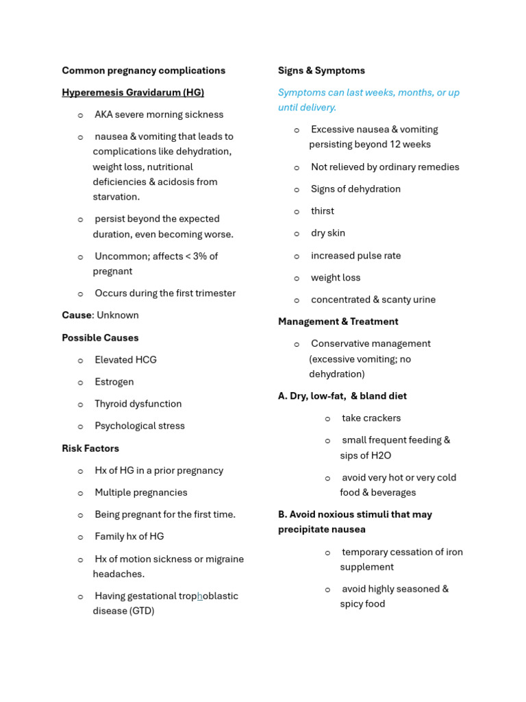 Common Pregnancy Complications | PDF | Vomiting | Human Diseases And ...