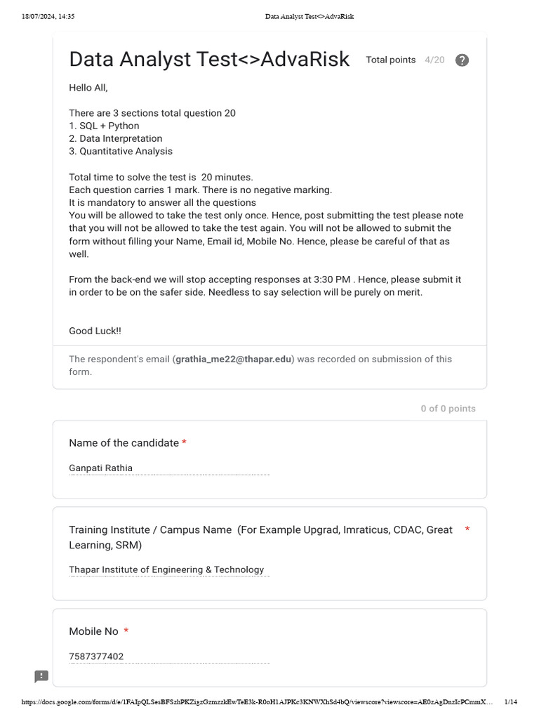 Data Analyst Test Overview and Details | PDF | Average | Data Analysis