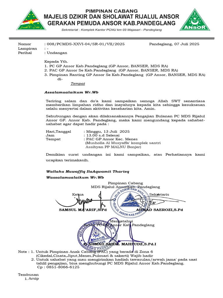 Surat Undangan PC Mds | PDF