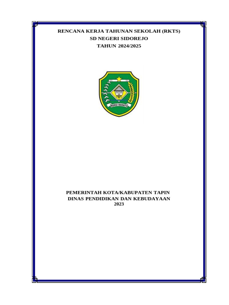 Contoh Rencana Kerja Tahunan Sekolah RKTS 1 | PDF