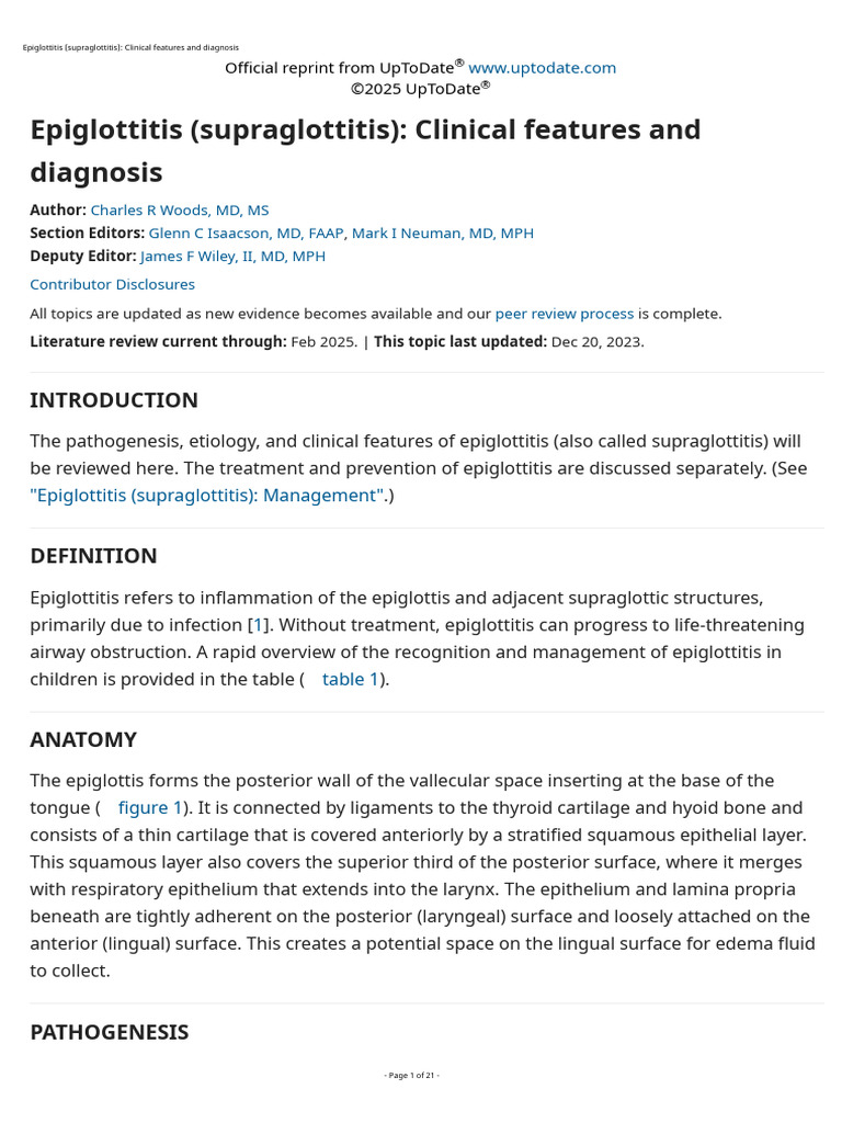 Epiglottitis: Symptoms and Diagnosis | PDF | Clinical Medicine | Human ...