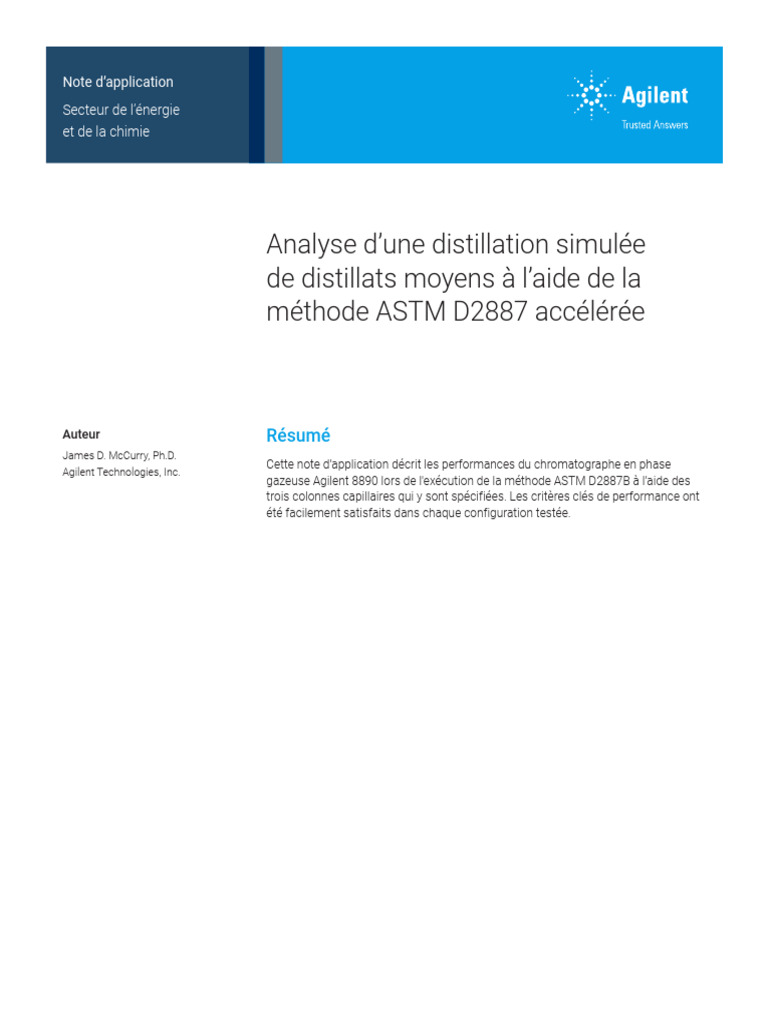 Performances du GC Agilent 8890 en ASTM D2887B | PDF | Distillation ...