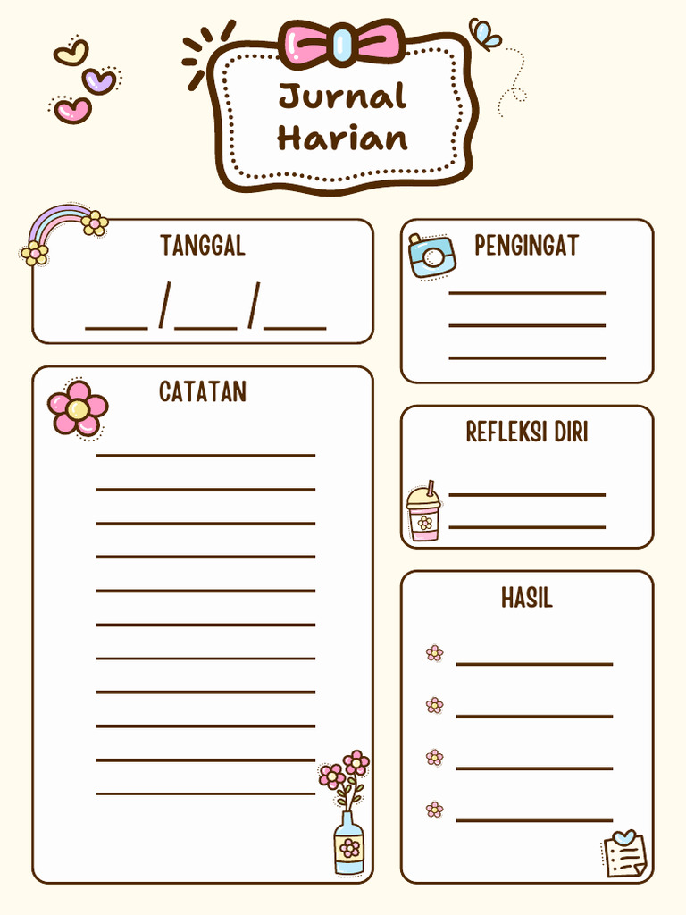 Kuning Dan Cokelat Penuh Warna Lucu Jurnal Harian Dokumen A4 | PDF