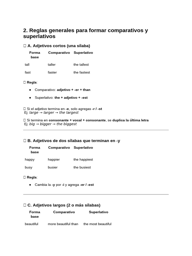 Comparativos y Superlativos en Español | PDF