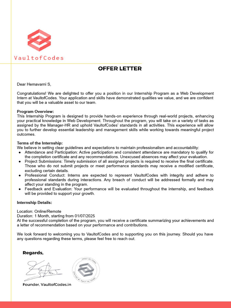 Offer Letter | PDF