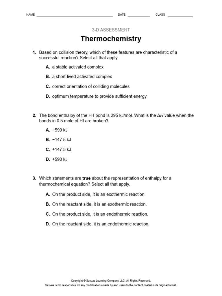 CHEM21 TH Investigation Test | PDF | Chemical Reactions | Chemical ...