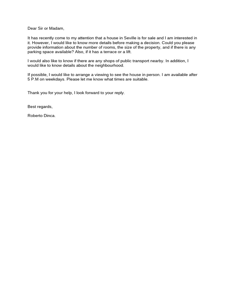 A2 Online Formal Letter | PDF