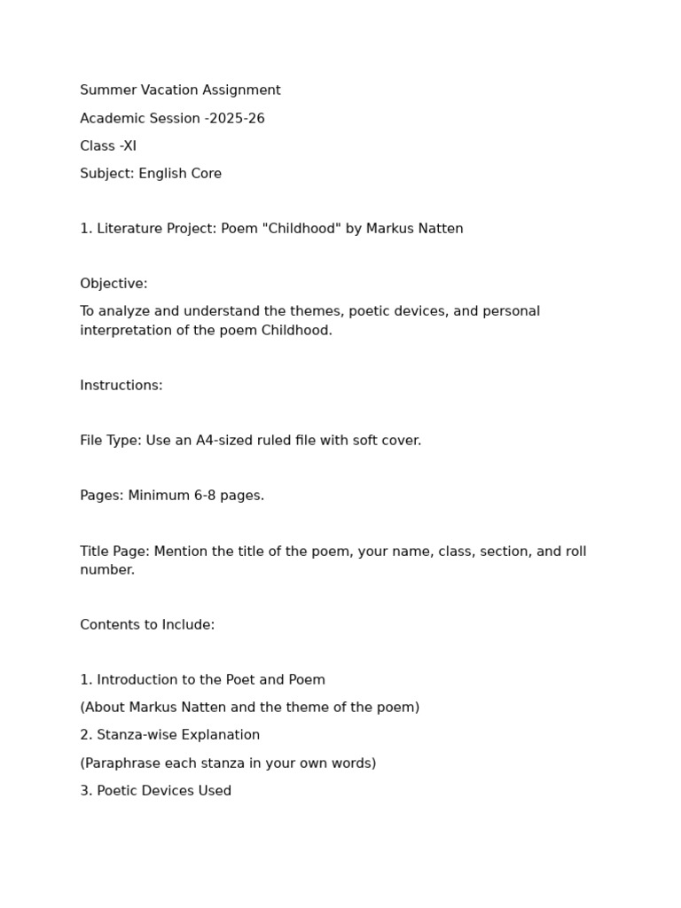 English Summer Assignment | PDF