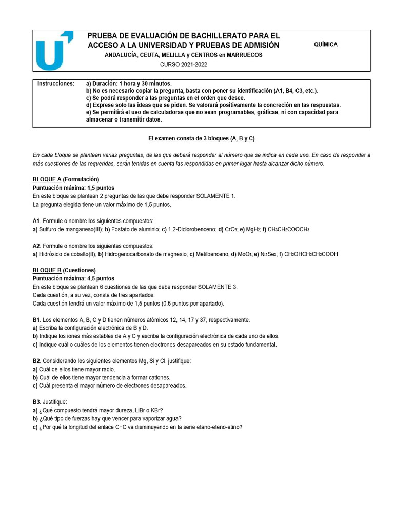 Quimica Extra Reserva Examen | PDF | Solubilidad | Equilibrio químico