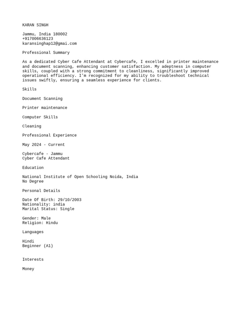 Karan Singh Resume | PDF