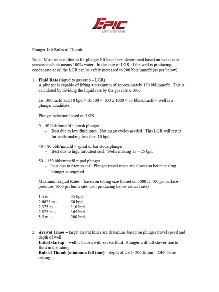 Plunger Lift Optimization Guidelines | PDF | Pressure | Lift (Force)
