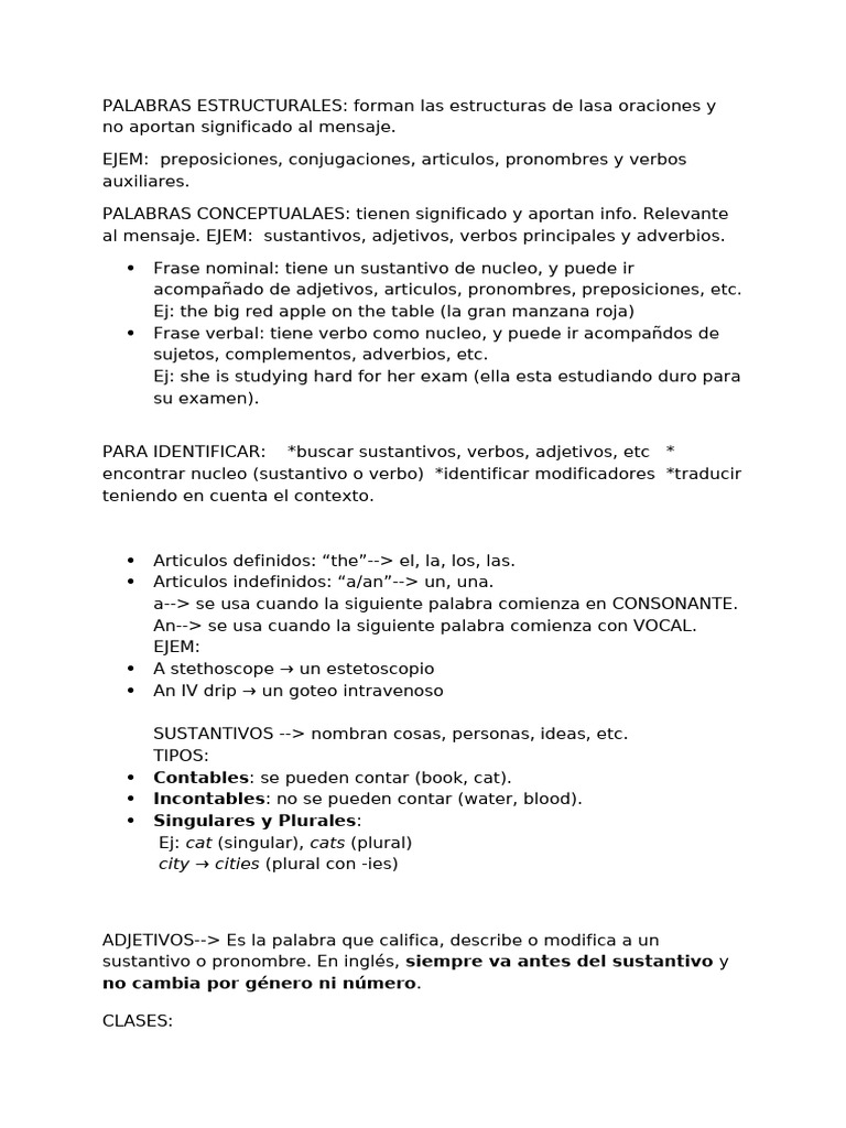 Resumen de Ingles Parcial I | PDF | Verbo | Sustantivo
