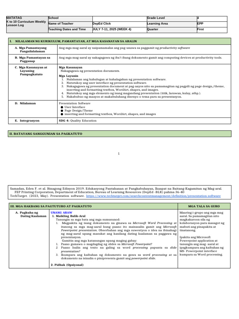 Epp 4 - DLL - Q1 - W4 | PDF