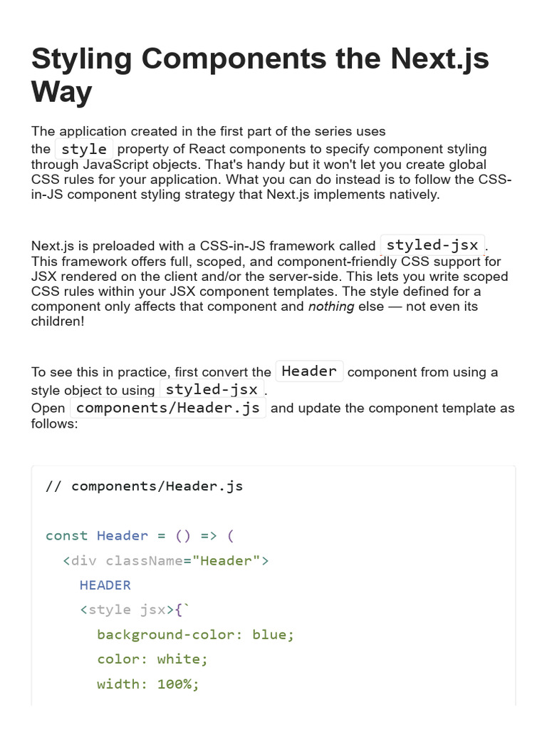 Next - Js Practical Introduction Pt. 2 - Styling and Theming | PDF | Html Element | Page Layout