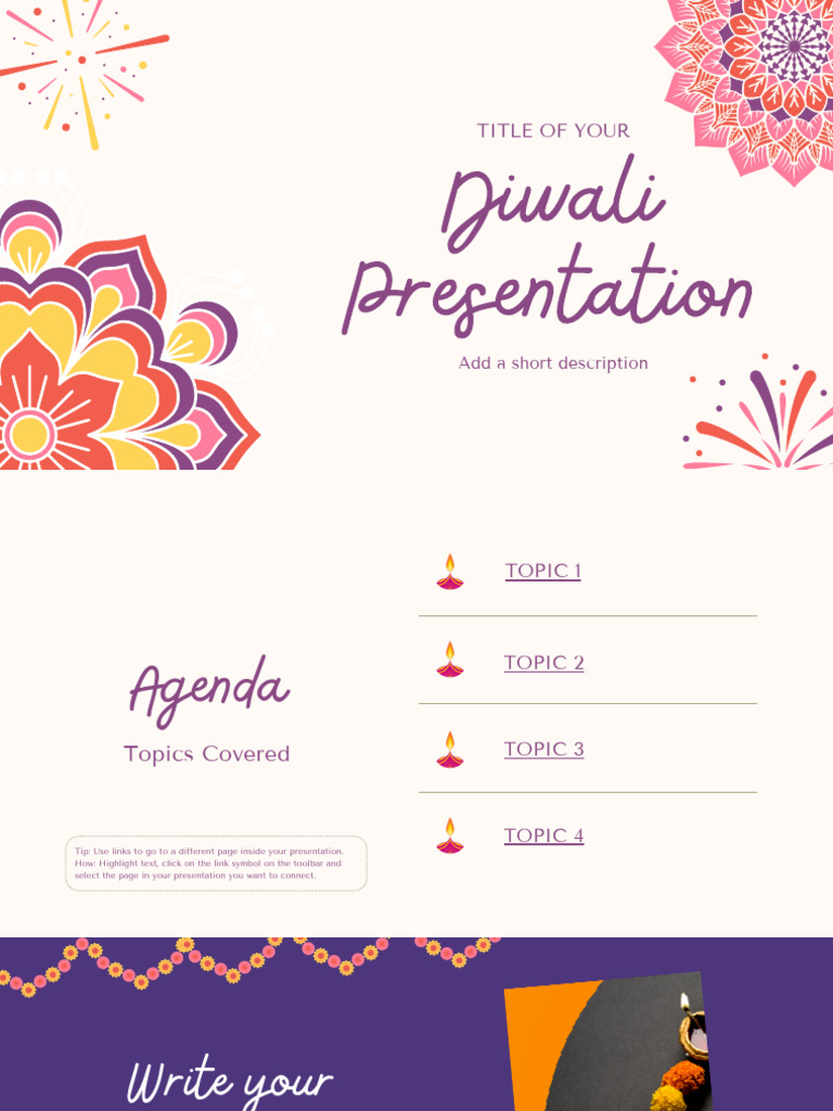 Simple Diwali Presentation in Purple and Blue Colourful Style | PDF ...